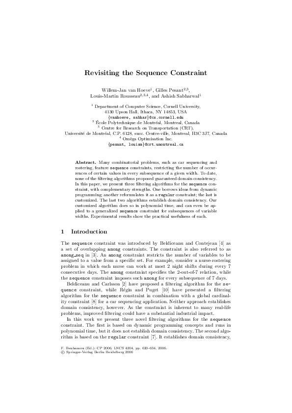 (PDF) Revisiting the Sequence Constraint