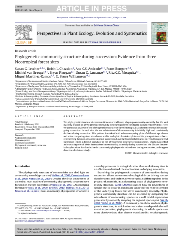 (PDF) Phylogenetic community structure during succession: Evidence from ...