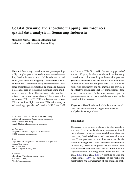 Pdf Coastal Dynamic And Shoreline Mapping Multi Sources Spatial Data Analysis In Semarang