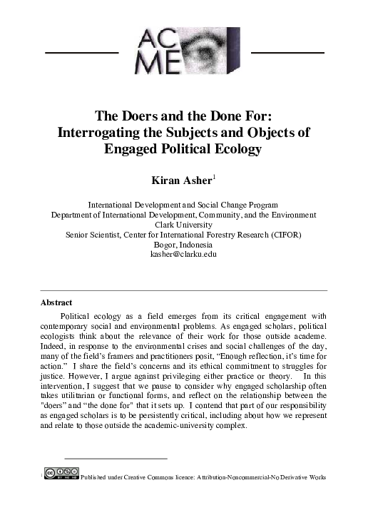 (PDF) The Doers and the Done For: Interrogating the Subjects and ...