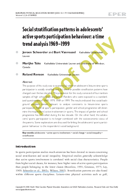 (PDF) Social stratification patterns in adolescents' active sports ...