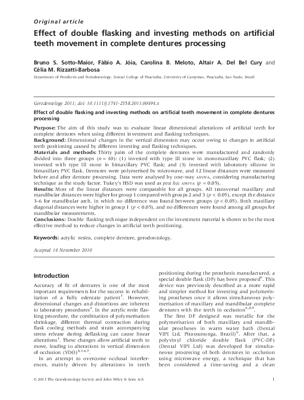 (PDF) Effect of double flasking and investing methods on artificial ...
