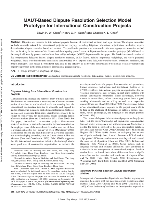 (PDF) MAUT-Based Dispute Resolution Selection Model Prototype for ...