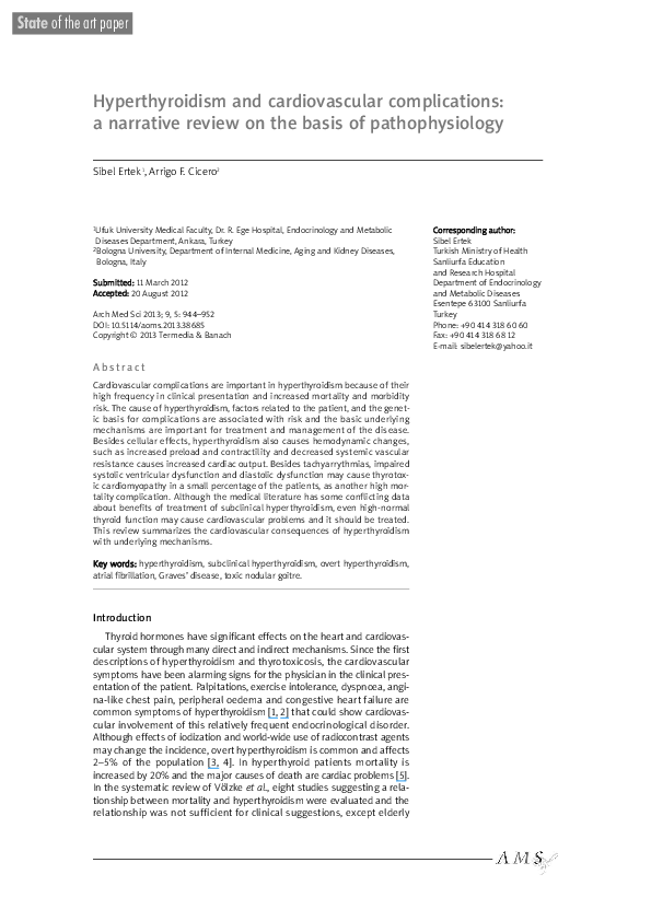 (PDF) State of the art paper Hyperthyroidism and cardiovascular ...