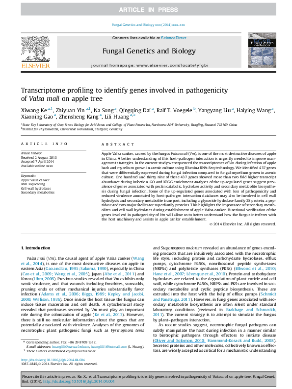 (PDF) Transcriptome profiling to identify genes involved in ...