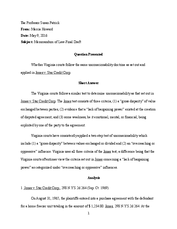 (DOC) Example: Memorandum of Law