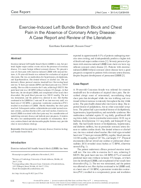 (PDF) Exercise-Induced LBBB with Chest Pain Case Study