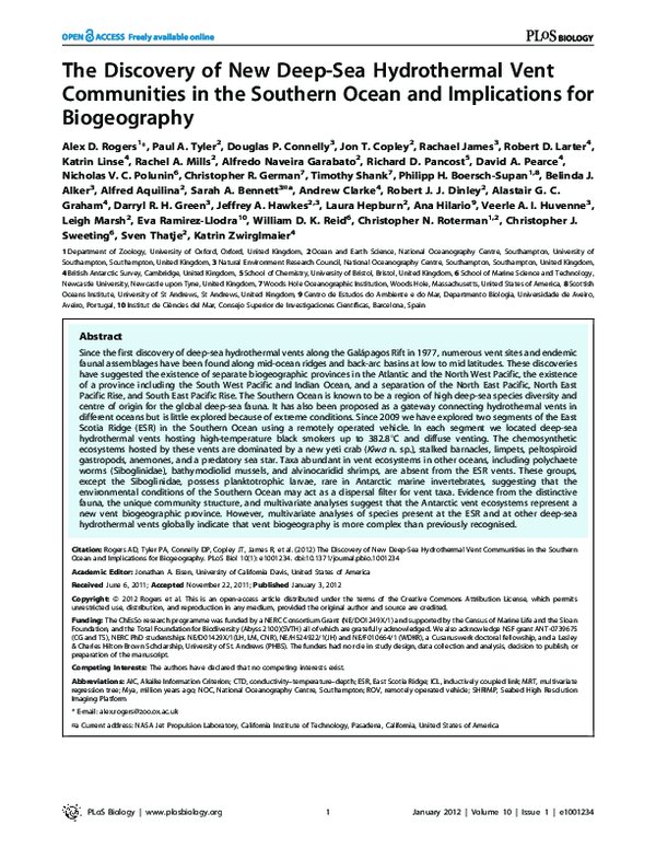 (PDF) The discovery of new deep-sea hydrothermal vent communities in ...