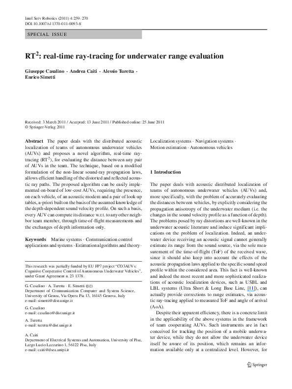 (PDF) RT2: Real-time ray-tracing for underwater range evaluation