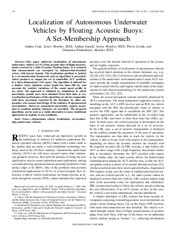 (PDF) Localization of autonomous underwater vehicles by floating ...