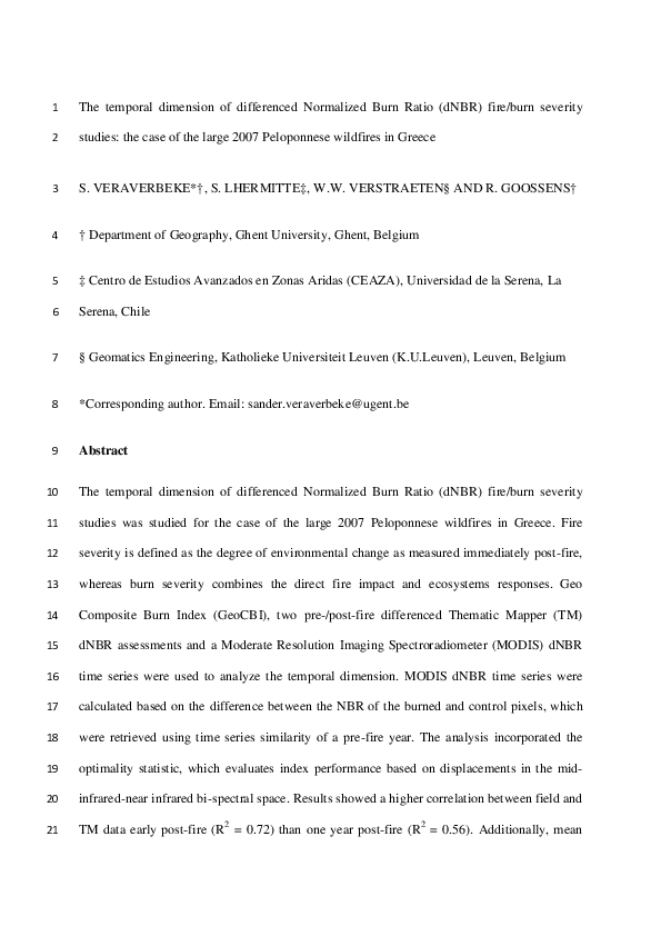 (PDF) The temporal dimension of differenced Normalized Burn Ratio (dNBR ...