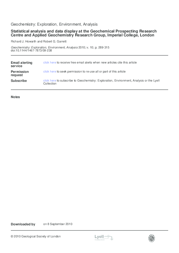 (PDF) Statistical analysis and data display at the Geochemical Prospecting Research Centre and ...