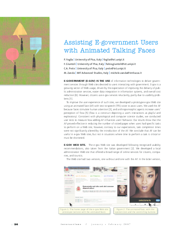 (PDF) Assisting e-government users with animated talking faces