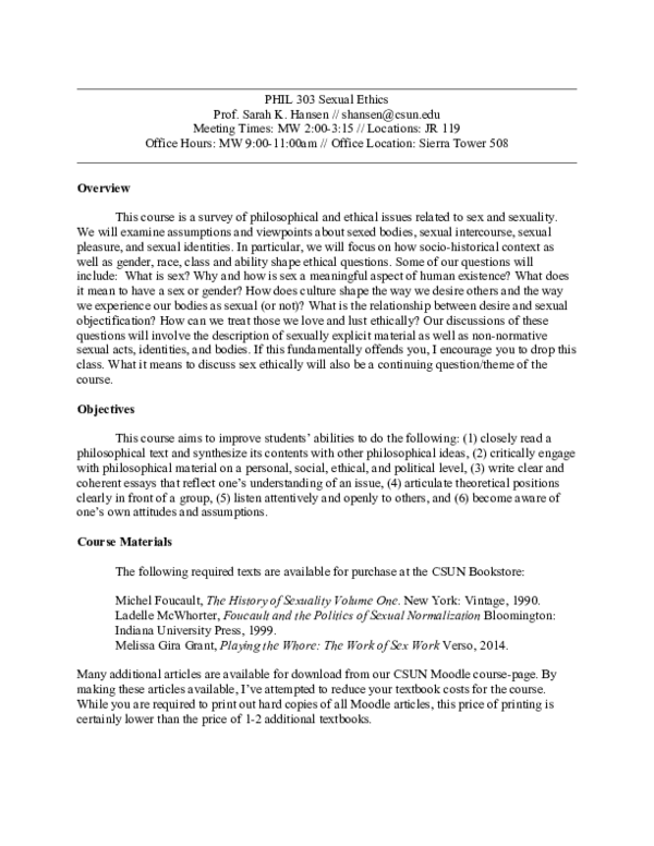 Pdf Sex Ethics Syllabus