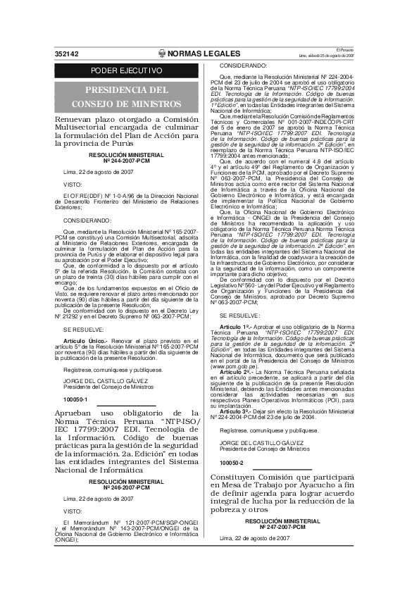 (PDF) NORMAS LEGALES PODER EJECUTIVO PRESIDENCIA DEL CONSEJO DE MINISTROS