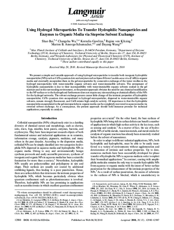 (PDF) Using Hydrogel Microparticles To Transfer Hydrophilic ...