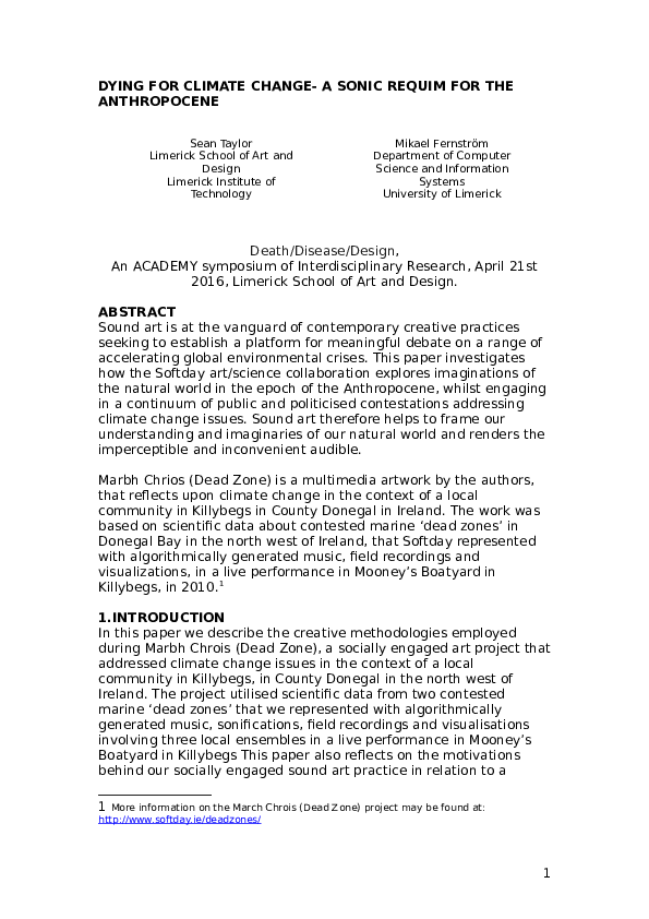 (DOC) DYING FOR CLIMATE CHANGE- A SONIC REQUIEM FOR THE ANTHROPOCENE ...