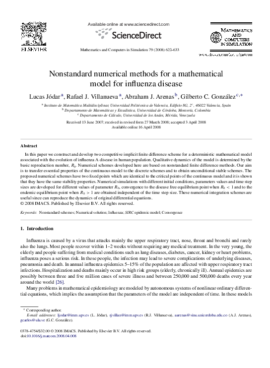 (PDF) Nonstandard numerical methods for a mathematical model for influenza disease