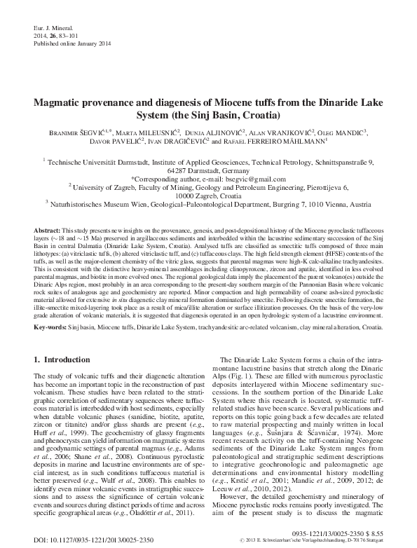 (PDF) Magmatic provenance and diagenesis of Miocene tuffs from the ...