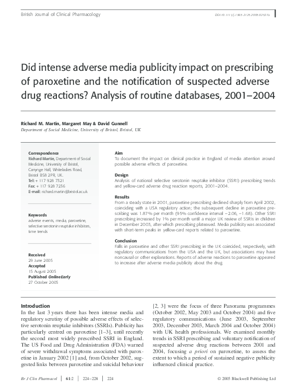 (PDF) Did intense adverse media publicity impact on prescribing of ...
