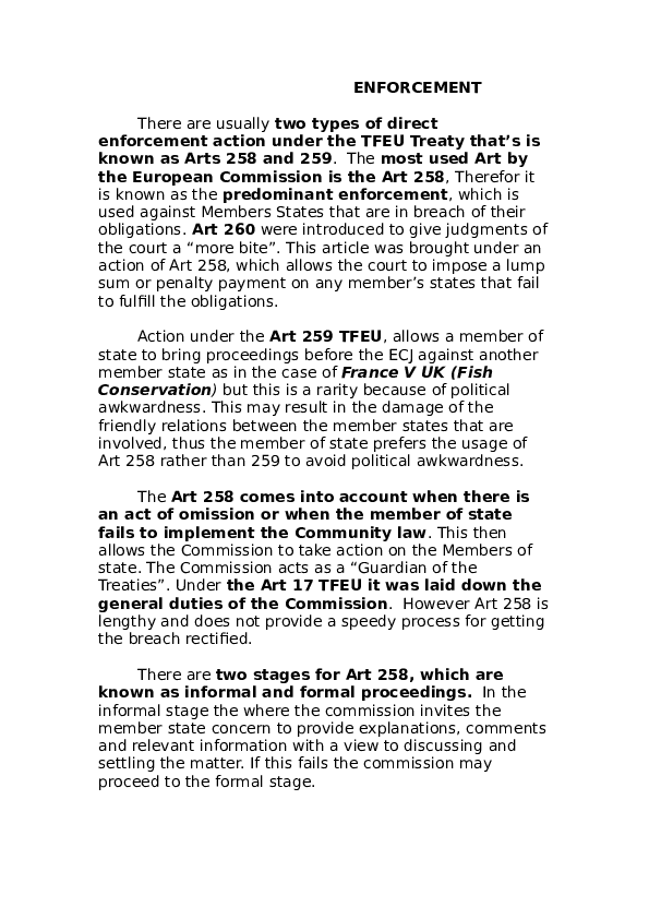 (DOC) EU Enforcement Article 258-260