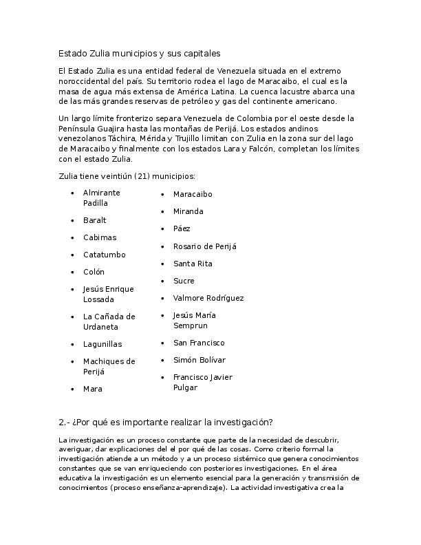 (DOC) Estado Zulia municipios y sus capitales