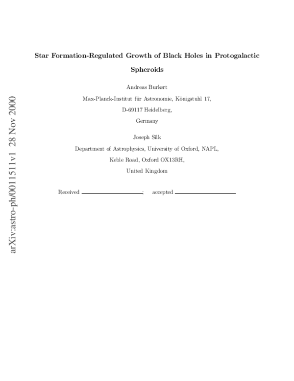 (PDF) Star formation-regulated growth of black holes in protogalactic ...