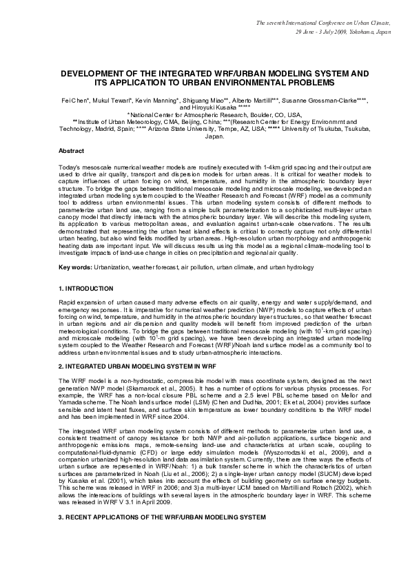 (PDF) Development of the integrated WRF/Urban modeling system and its ...