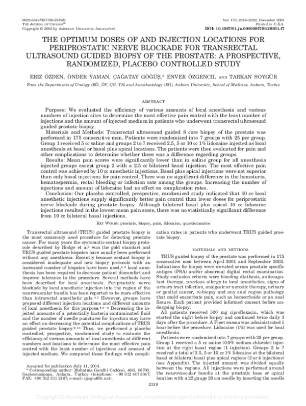 (PDF) The Optimum Doses of and Injection Locations for Periprostatic ...