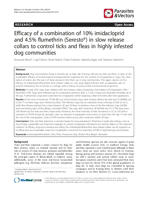 (PDF) Efficacy of a combination of 10% imidacloprid and 4.5% flumethrin ...