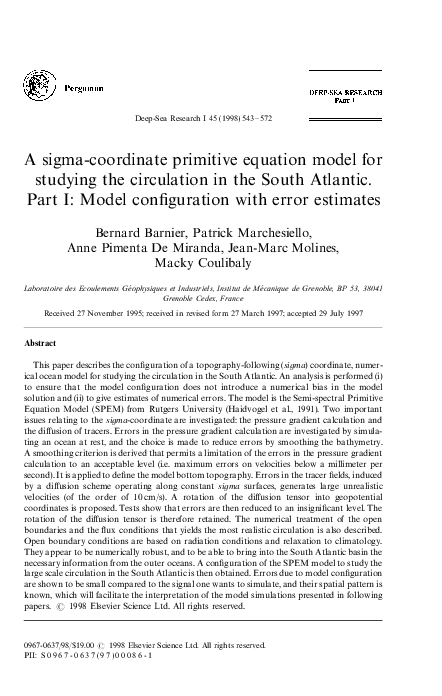 (PDF) A sigma-coordinate primitive equation model for studying the ...