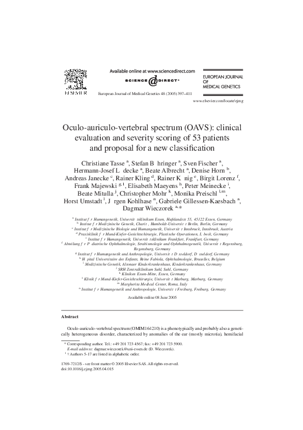 (PDF) Oculo-auriculo-vertebral spectrum (OAVS): clinical evaluation and ...