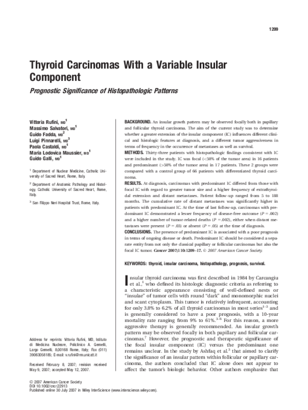 (PDF) Thyroid carcinomas with a variable insular component