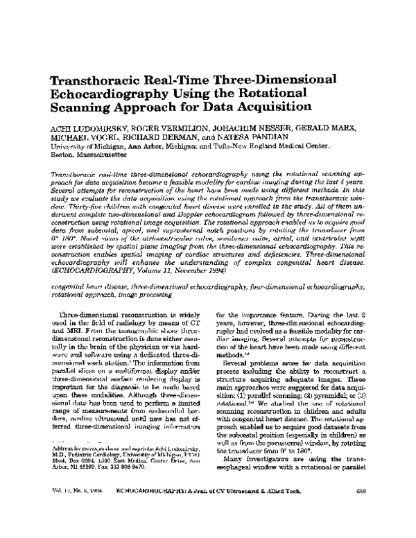 Pdf Transthoracic Real Time Three Dimensional Echocardiography Using The Rotational Scanning