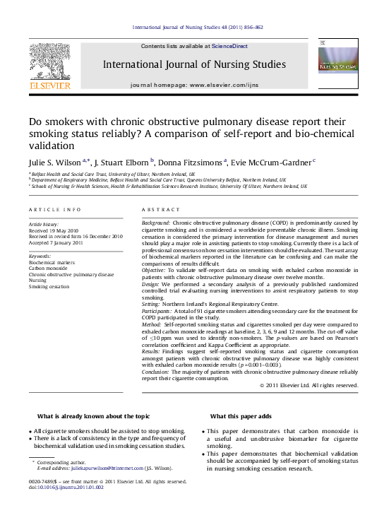 (PDF) Do smokers with chronic obstructive pulmonary disease report ...