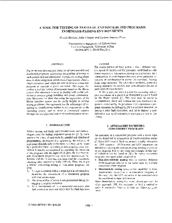 Pdf A Tool For Testing Of Parallel And Distributed Programs In Message Passing Environments