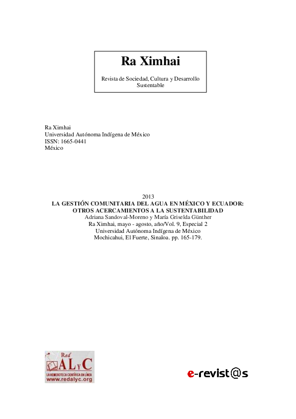 LA GESTIÓN COMUNITARIA DEL AGUA EN MÉXICO Y ECUADOR: OTROS ACERCAMIENTOS A LA SUSTENTABILIDAD