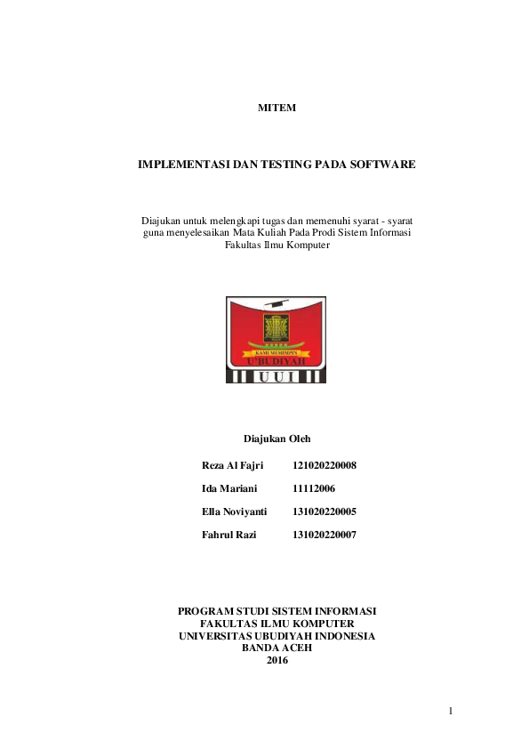 Pdf Implementasi Dan Testing Pada Software