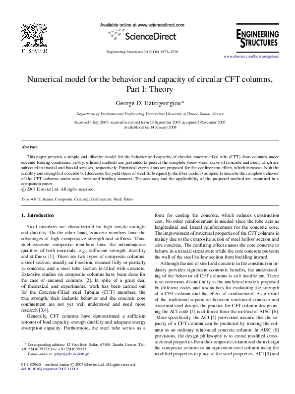 (PDF) Numerical model for the behavior and capacity of circular CFT ...