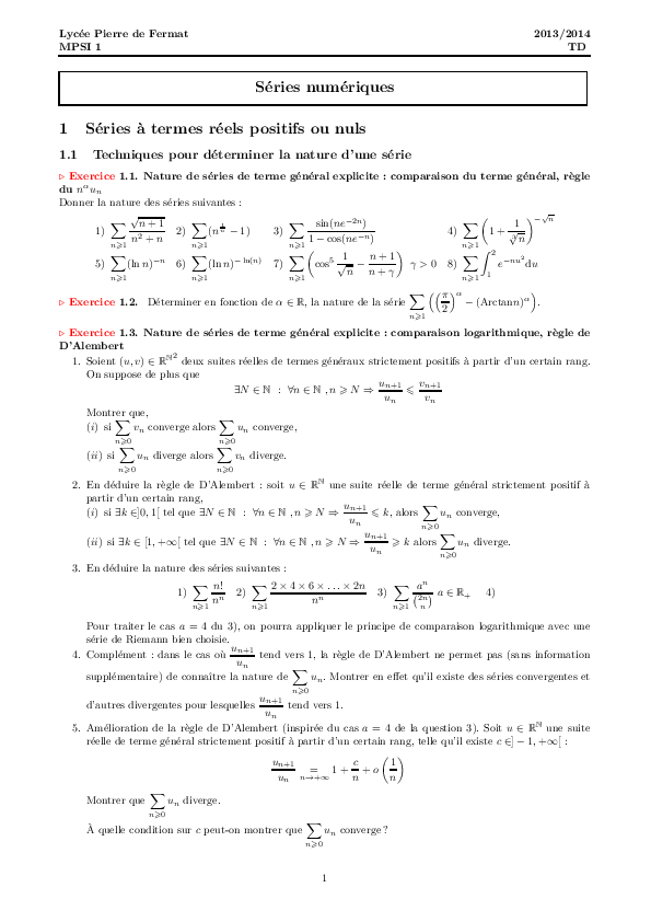 (PDF) Séries numériques