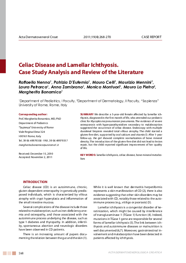 (PDF) Celiac disease and lamellar ichthyosis. Case study analysis and ...