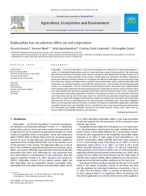 (PDF) Endosulfan Effects on Soil Respiration Studied