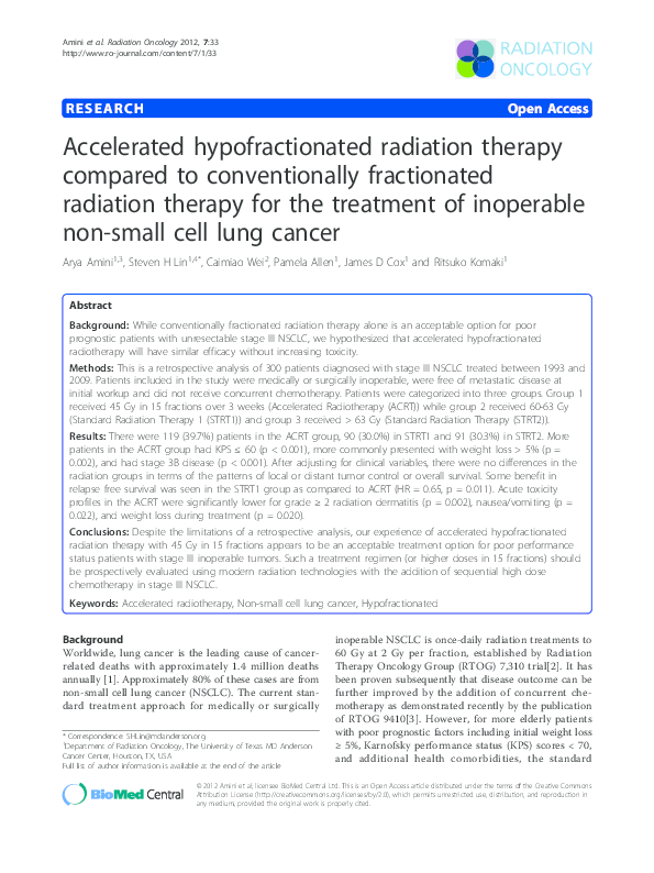 (PDF) Accelerated Hypofractionated Radiation Therapy Plus Chemotherapy for Inoperable Locally ...