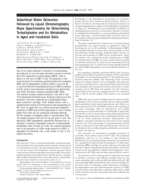 (PDF) Subcritical Water Extraction Followed by Liquid Chromatography ...