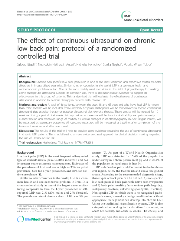 (PDF) The effect of continuous ultrasound on chronic low back pain ...