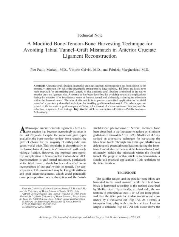 (PDF) A modified bone-tendon-bone harvesting technique for avoiding ...