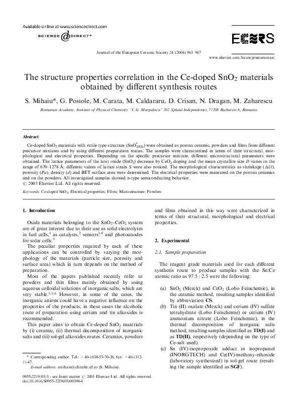 (PDF) The structure properties correlation in the Ce-doped SnO2 ...
