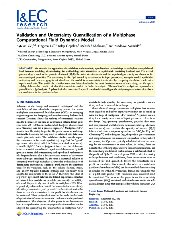 (PDF) Validation and Uncertainty Quantification of a Multiphase Computational Fluid Dynamics Model