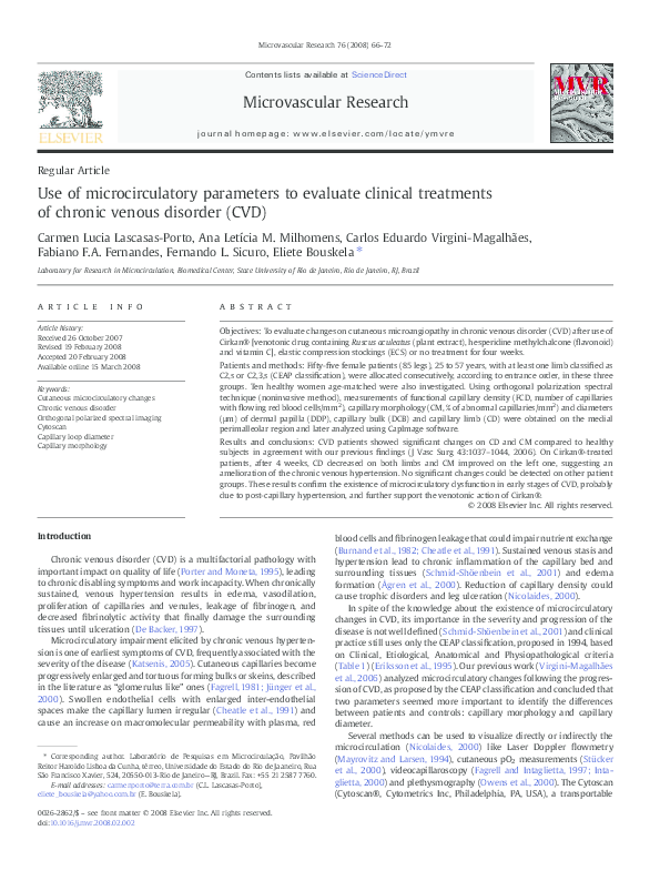 (PDF) Use of microcirculatory parameters to evaluate clinical ...