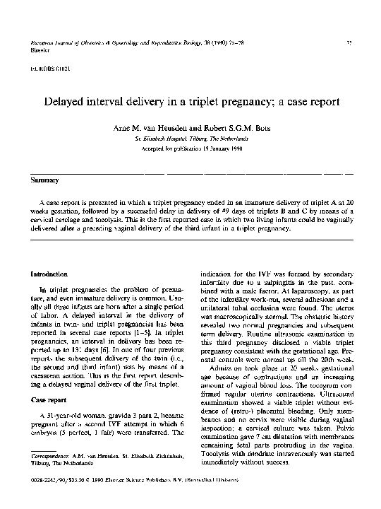 (PDF) Neonatal Outcome from Triplet Interval Delayed Delivery: A Case ...